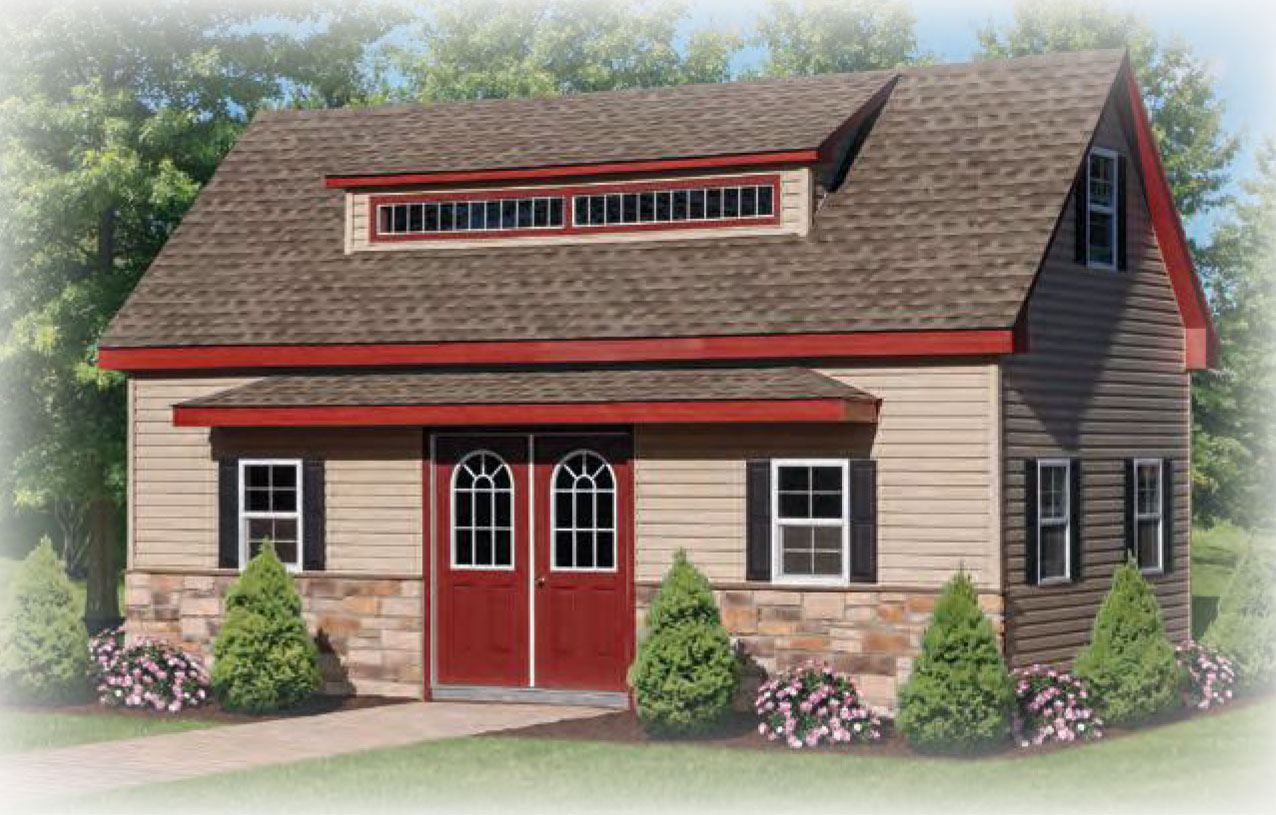 1-Car 2-Story A-Frame Garage - Vinyl - Amish Backyard Structures